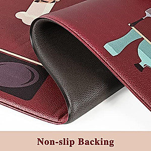 Yinhua Kitchen Mats for Floor 2 Piece, Red Kitchen Rugs Set, Cushioned Anti Fatigue Mats for Kitchen Floor Mat, Vinyl Kitchen Floor Mat, Cute Chef Kitchen Rug and Mats Non Skid Waterproof