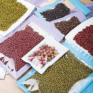 100 Pieces Smell Proof Mylar Bags, 3.5×4.7 inch Resealable Mylar Food Storage Bags with Clear Window for Party Favours Food Self Sealing Storage Supplies Jewelry Electronics