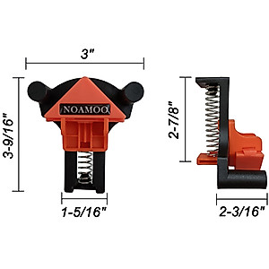 NOAMOO Corner Clamps For Woodworking Set Of 4 Adjustable 60/90/120 Degree Right Angle Clamps Tools Clip Fixer Welding, Drilling, Making Cabinets, Photo Framing