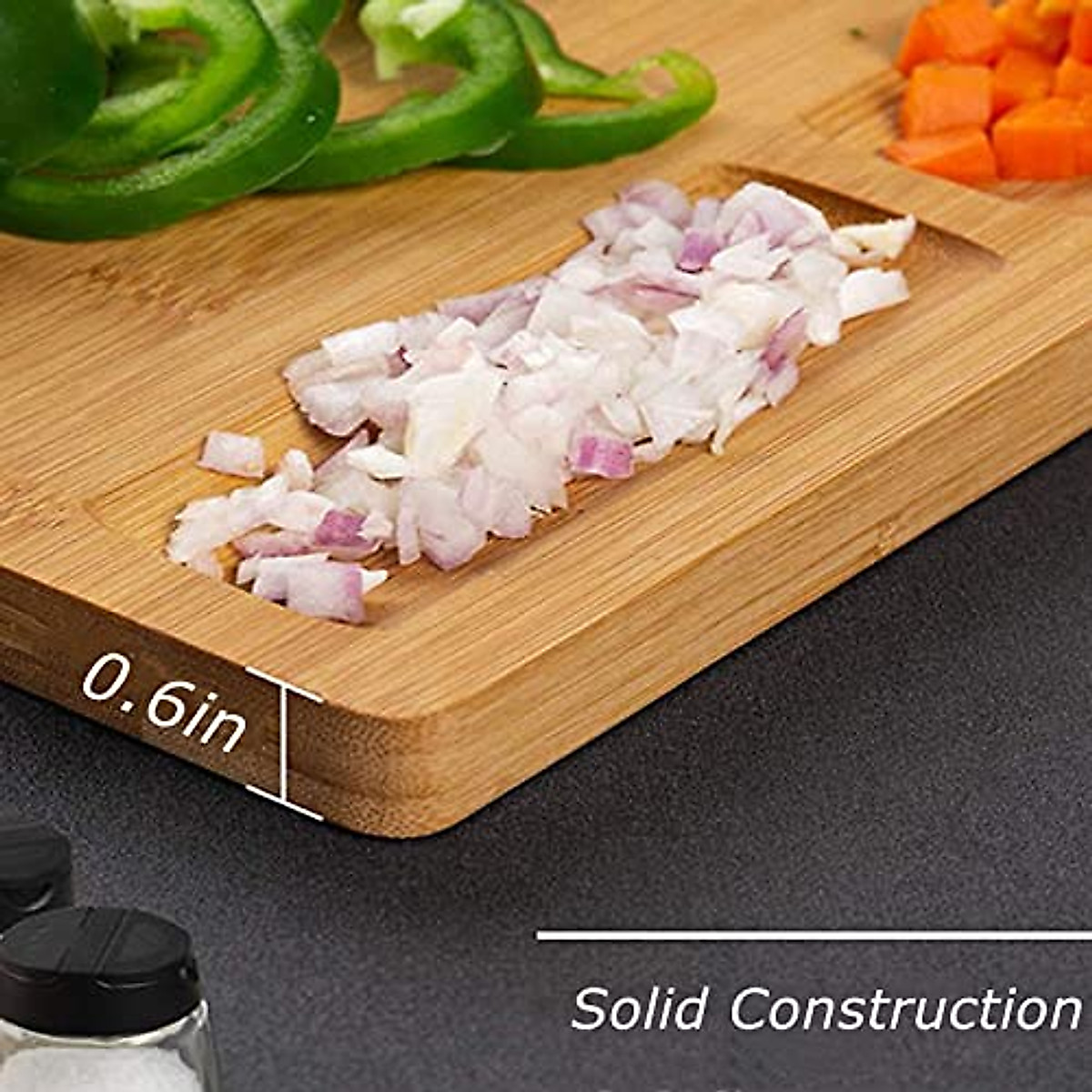 Lyellfe 2 Pack Bamboo Cheese Board, 16.5''L x 12.2''W Large Charcuterie Cutting Board with Juice Groove, Chopping Board Serving Platter for Brie, Meat, Vegetable, Pre Oiled, Organic Bamboo