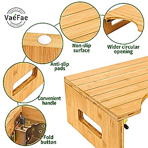 VaeFae Bamboo Toilet Stool, Foldable Potty Stool for Bathroom, Wooden Poop Stool for Adults, Portable and Non-Slip