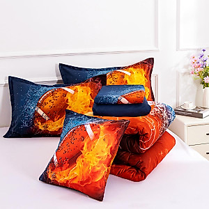 NTBED Football Comforter Sets Twin for Boys Teens, 6-Pieces Kids Sports Bedding Set,Reversible Rugby Printed Quilt Set