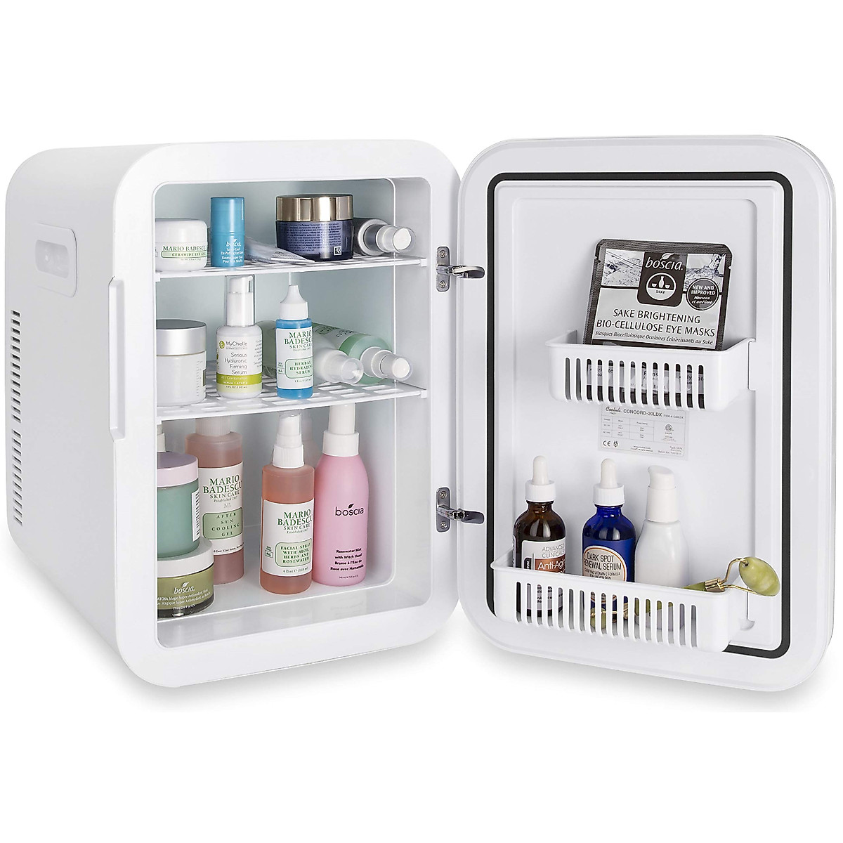 Cooluli 20L Mini Fridge For Bedroom - Car, Office Desk & College Dorm Room - Glass Front & Digital Temperature Control - 12v Small Refrigerator for Food, Drinks, Skincare, Beauty & Breast Milk (Black)