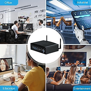WEIDIAN Mini Fanless Industrial PC 16GB RAM 512GB SSD In-tel Core i5 Windows 11 Pro Mini Desktop Computer with HD Graphics 620 2Gigabit Ethernet 2COM 2HD 8USB Linux Business Office Micro PC VESA Mount