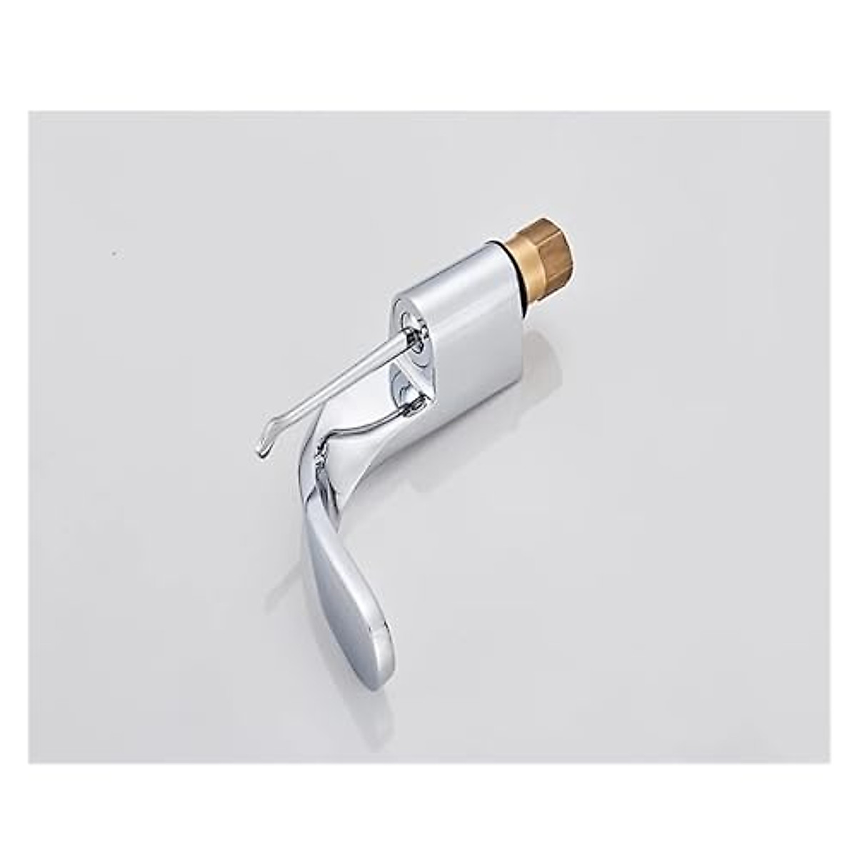 MIYANXI Bathroom Basin Sink Mixer Tap Deck Mount Gold Bath Faucet Black Hot Cold Soild Brass Crane,Kitchen Sink Faucet, Silver, WJ5501