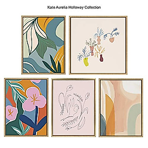 Kate and Laurel Sylvie Sunrise Over Marrakesh Abstract Framed Canvas Wall Art by Kate Aurelia Holloway, 18x24 Natural