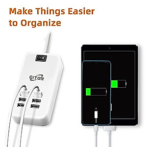 Multi USB Charger, 6 Port USB Charging Station for Multiple Devices, Phone, Tablet, Power Strip with ON/Off Switch (White)