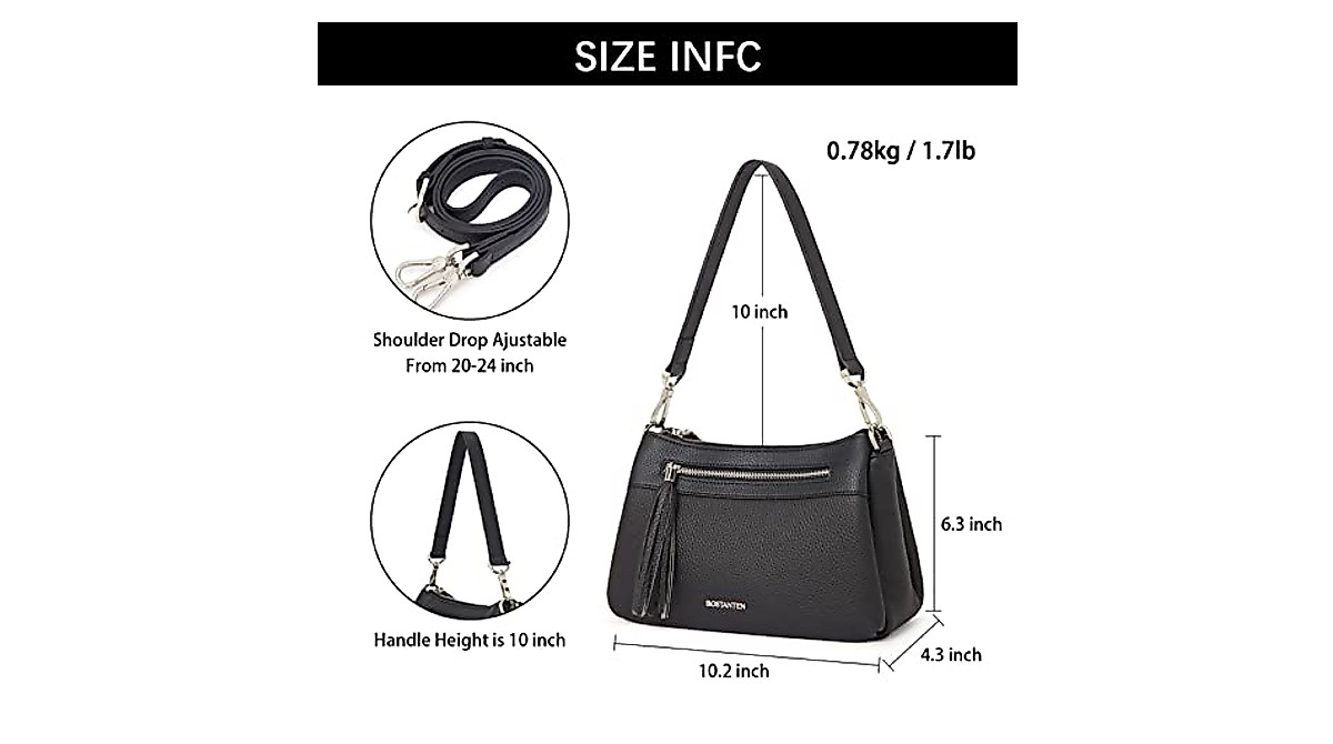 BOSTANTEN Leather Women's Shoulder & Crossbody Bag | Elegant & Practical