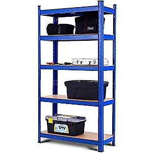 5-Tier Meta Garage Shelving,Heavy Duty Storage Shelves for Garage Storage,875kg Capacity Adjustable Metal Shelves for Storage Shelving, Heavy Duty Shelving, Industrial Storage Racks,148x70x30cm