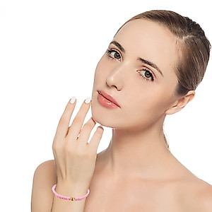 Pink Weave Rope Letter Bracelet for Women, Initial Bracelet Heart Charm 26 Letters A-Z Alphabet Handmade Adjustable Jewelry for Couple Teenage Girls Sister Valentines Day Mother's Day (Pink-C)