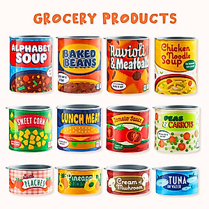 JOYIN 12Pcs Grocery Pretend Play Can Toy, Kids Groceries Fake Tood, Toddler Play Food Boxes and Cans, Best Stocking Stuffers for Christmas