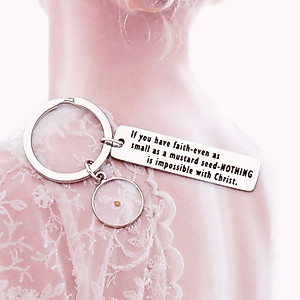 SEIRAA Mustard Seed Keychain Christian Jewelry Motivational and Religious Gift for Loved Ones If you have faith as small as a mustard seed Keychain (Mustard Seed Keychain)