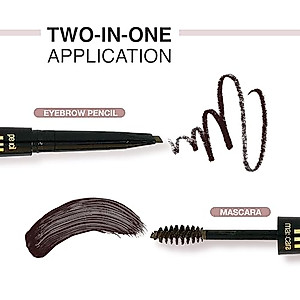 Dual Eye Brow Pencil Natural Espresso - 2-in-1 Eye Brow Pencil and Eyebrow gel Masacara, Stay on All Day, Perfect for Feathering in Hair Like Stroke, Flawless Brows, Cruelty Free