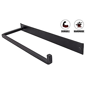 Blacksmith Handmade Farmhouse Wrought Iron Wall Mount Decorative Rustic Paper Towel Holder for Kitchen #MD19002 (Black)