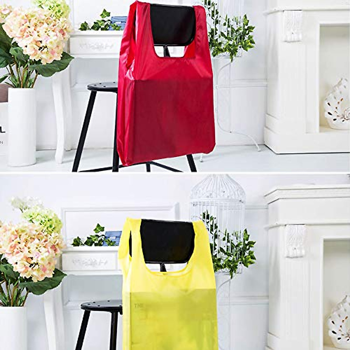 Reusable Grocery Bags Set of 6 Foldable Shopping Tote Bag,Washable, Durable and Lightweight (Solid Color Bags 6 Pack)