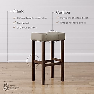 Nathan James Hylie Nailhead Wood Pub-Height Kitchen Counter Bar Stool 29", Gray/Dark Brown