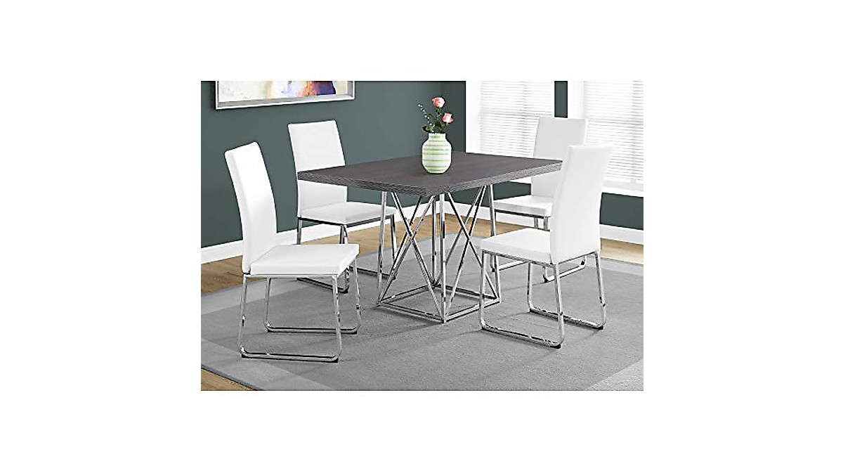 Modern Monarch Dining Table - Grey/Chrome Finish