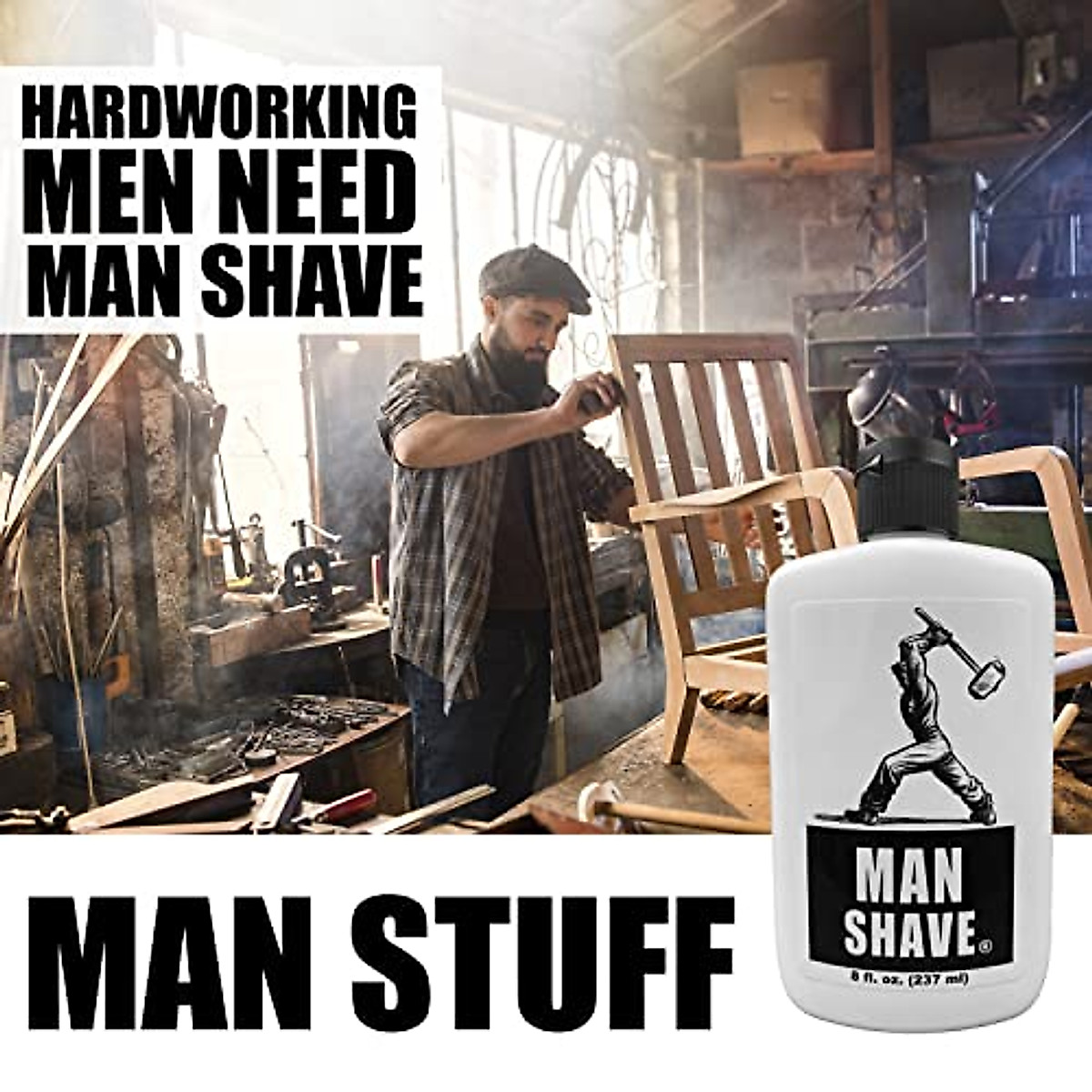 Man Shave Men's Shaving Cream | All Natural Shave Cream for Men with Shea Butter, Aloe Vera Gel and Sweet Almond Oil | Ultra Thick for Razor Burn Protection | Shaving Gift by Man Stuff