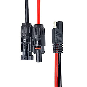 10AWG Solar Panel Connector Cable, 10AWG SAE Connector to Male & Female Solar Connectors Extension Cable Wire for RV Solar Panel DC Power Battery Charger with SAE Polarity Reverse Adapter