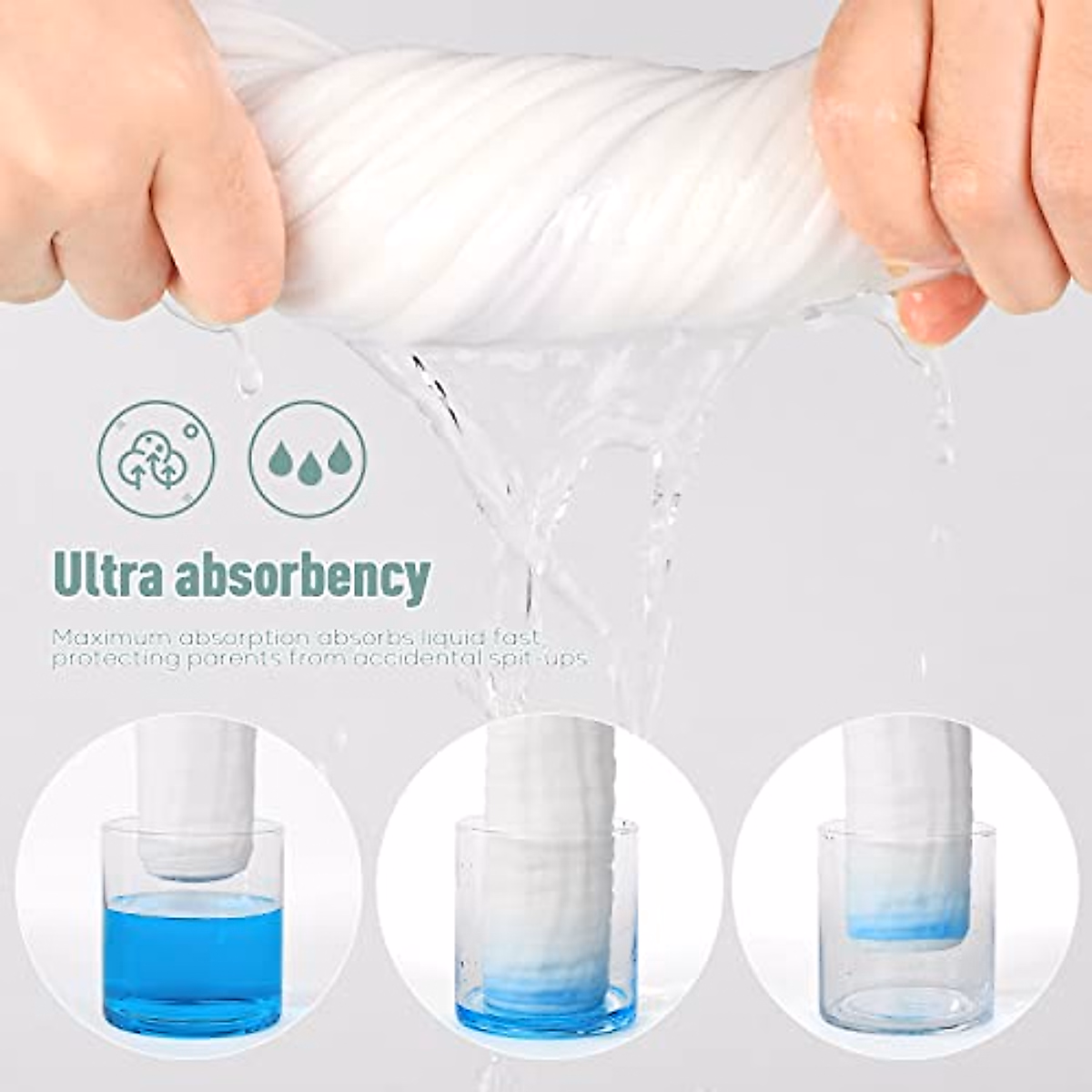 Yoofoss Muslin Burp Cloths 10 Pack Baby Washcloths Large 20''X10'' 100% Cotton 6 Layers Super Soft and Absorbent - White