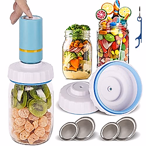 Electric Mason Jar Vacuum Sealer Kit, Foodsaver Vacuum Sealer Machine for Jars, Food Storage Vacuum Saver Can Sealer for Wide And Regular Mouth