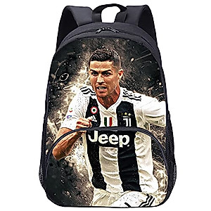 WRIGGY Student Teen CR7 Lightweight Backpack for School,Cristiano Ronaldo Classic Laptop Bag Graphic Knapsack for Travel, One Size