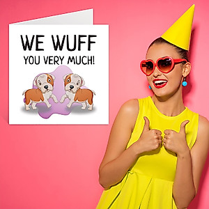 Birthday Cards from the Dogs - We Wuff You Very Much - Happy Birthday Card from Doggie for Dad Mom, Funny Dog Dad Mom Gifts, 5.7 Inch Joke Mothers Day Father's Day Greeting Cards for Daddy Mommy