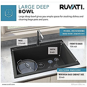 Ruvati 30 x 20 inch Drop-in Topmount Granite Composite Single Bowl Kitchen Sink epiGranite - Arctic White - RVG1030WH