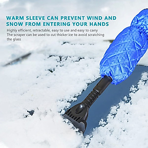plplaaoo Snow Shovel, Snow Scraper for Car,Windshield Scraper for Ice and Snow,Portable Retractable Ice Scraper,Multifunctional Snow Car Scraper with Warm Sleeve for Winter, Snow Scraper for car I