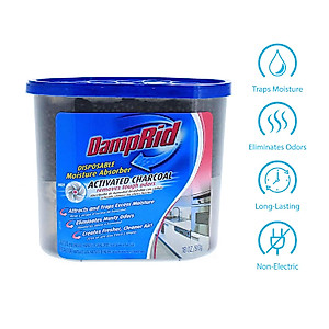 DampRid Fragrance Free Disposable Moisture Absorber with Activated Charcoal - 18oz; Moisture Absorber & Odor Remover