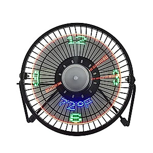 TKUS USB LED Clock Mini Fan with Real Time Temperature Display Desktop 360 Cooling Fans for Home Office Summer