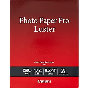 Canon LU-101 LTR(50) Luster Photo Paper Letter, 50 Sheets (LU-101 LTR)