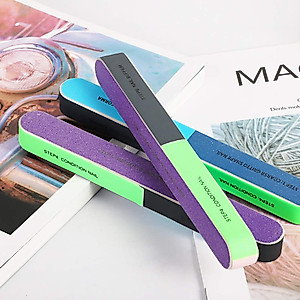 12 PCS 7 Way Nail File and Buffer Block, YIMICOO Professional Manicure Tools 7 Steps Emery Boards for Women Girls