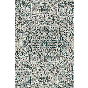 JONATHAN Y SMB105C-4 Estrella Bohemian Medallion Textured Weave Indoor/Outdoor Teal/Gray 4 ft. x 6 ft. Area-Rug, Coastal,Easy-Cleaning,HighTraffic,LivingRoom,Backyard, Non Shedding