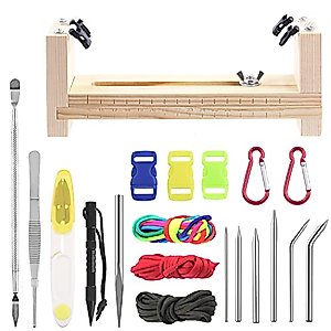 Mardatt 21Pcs Bracelet Jig Kit with Bracelet Maker Knotters Tool Kit, Adjustable Length Paracord Jig Lacing Needles Paracord FID Set for Wristband Braiding DIY Craft Bracelets Weaving
