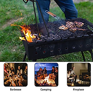 Gvtufeil Fire Pit Tongs,16.7 Inch Portable fire pit Tools, Heavy Duty Metal Outdoor/Indoor Firewood Tongs, fire pit accessories for Wood-Burning Fire Pit/Campfire BBQ Fireplace-Gripping Grabber Tool