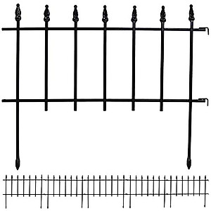 Sunnydaze Roman 9-Foot 5-Panel Iron Wire Border Fence Set - 22 Inches W x 18 Inches H Per Piece - Black