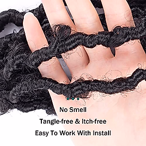 Re4u Butterfly Locs Crochet Hair 12 Inch, 8 Packs Distressed Butterfly Twist Crochet Hair For Black Women, Butterfly Locs Crochet Braids (1B#)