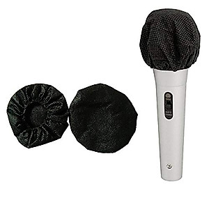 RETON 100 Pcs 3.07inch Disposable Microphone Cover Non-Woven, Sanitary Handheld Mic Windscreen Protective Cap for Recording Room, Karaoke, KTV and Any Shared Environment (Black)