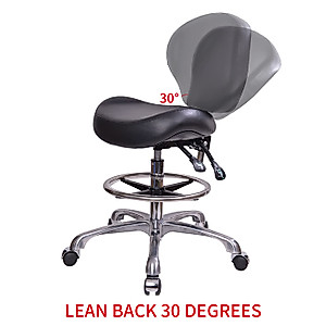 MWOSEN Height Adjustable Rolling Stools Drafting Chair with Backrest & Foot Rest,Tilt Back,Work from Home Chair,for Studio,Dental,Office,Salon and Counter, (Black)