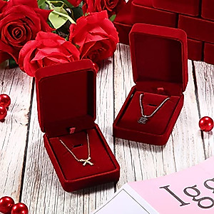 Inbagi 24 Pcs Necklace Pendant Box Velvet Jewelry Storage Display Case Ring Earring Pendant Jewelry Boxes Pearl Necklace Holder Gift Boxes for Christmas Wedding Engagement Birthday Anniversary(Red)