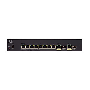 Cisco SG250-10P Smart Switch with 10 ports Gigabit Ethernet (GbE) Ports, 2 Gigabit Ethernet Combo SFP, 62W PoE, Limited Lifetime Protection (SG250-10P-K9-NA)