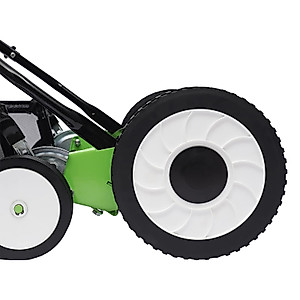 BANLICALI Grass Trimmer, 16-Inch 5-Blade Cordless Manual Reel Lawn Mower with Grass Collection Basket and Wheel, 9-Position Adjustable Height (1.34"-2.52"), Weed Wacker for Home Lawn Edger Green