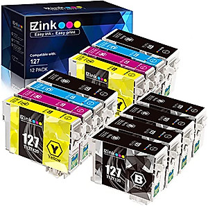 E-Z Ink (TM Remanufactured Ink Cartridge Replacement for Epson 127 T127 to use with NX530 625 WF-3520 WF-3530 WF-3540 WF-7010 WF-7510 7520 545 645 (6 Large Black, 2 Cyan, 2 Magenta, 2 Yellow) 12Pack