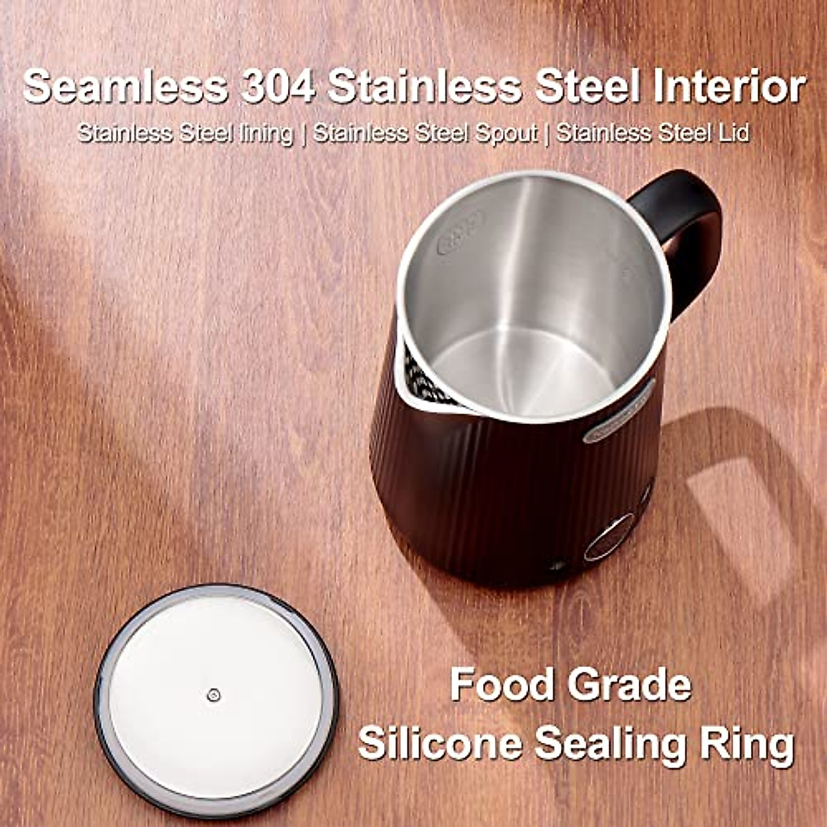 Nueve&Five Electric Kettle with Digital Temperature Display(℉/℃), 1.7L Double Wall Electric Hot Water Kettle, Auto Shut Off, 1200W Seamless 304 Stainless Steel Electric Tea Kettle -Black