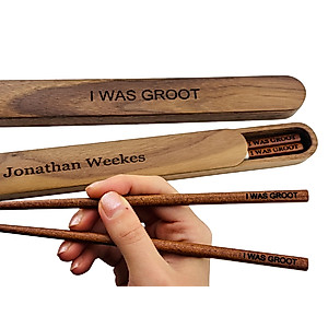 Walnut Chopsticks Reusable Engraved With Personalized Names Classic or Japanese Chinese Style Wood Chopsticks Dinnerware Utensils Christmas Gift Wedding Birthday