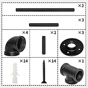 PNBO Wall Mounted Clothes Rack 59 in Length,Industrial Pipe Clothing Rack Wall Mounted Max Load 132Lb,Wall Mounted Garment Rack Space-Saving,Clothes Hanging Rod Bar Multi-Purpose Hanging