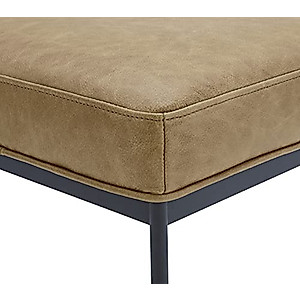 Amazon Brand – Rivet Modern Leather Ottoman Stool with Metal Legs, 16.9"H, Cognac