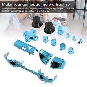 Joystick for Xbox, Gamepad Electroplating Buttons for Xbox One Slim Controller Gamepad Replacement Kit with Mushroom Cover Cross Shaped Left/Right Bumper Baffle,etc(Blue)