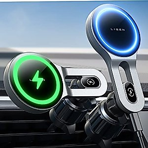 LISEN for 15W MagSafe Car Mount Charger [2024 Upgrade] iPhone Wireless Car Charger Magnetic Phone Holder Mount, Automobile Car Phone Holder Vent Fit iPhone 15 Pro Plus Max 14 13 12 MagSafe Case